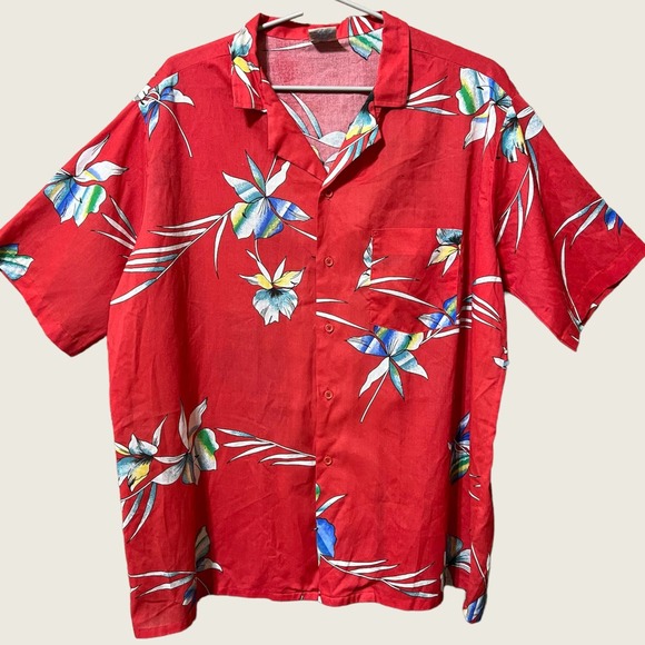 Vintage | Shirts | Vintage Shore Things Red Hawaiian Short Sleeve Shirt ...